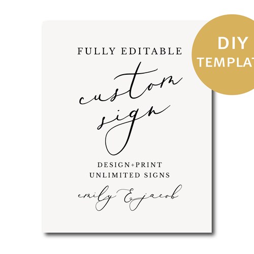 Custom Wedding Sign Template Printable 100% Editable - Etsy