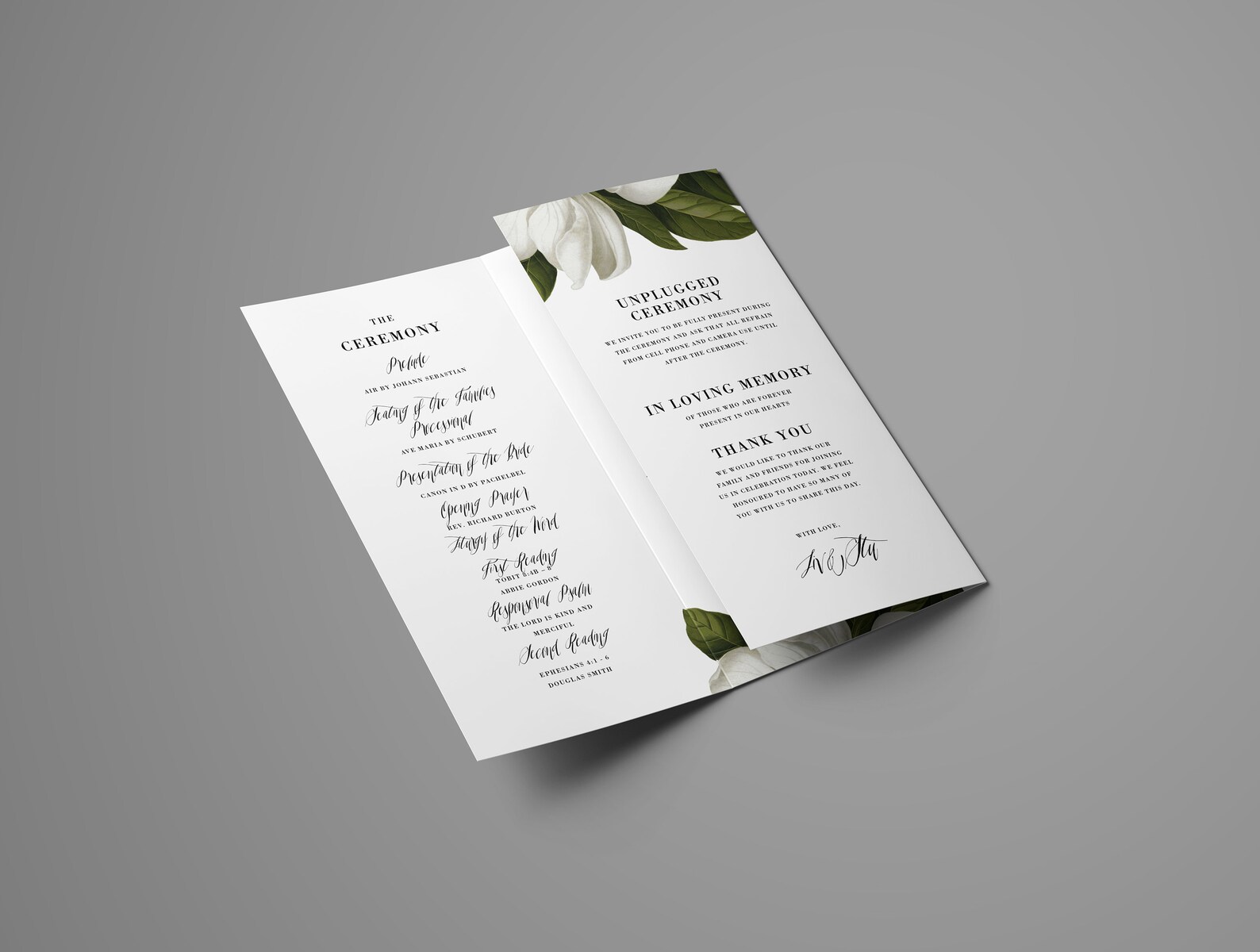 Magnolia Tri Fold Wedding Program Tri Fold Program Catholic | Etsy