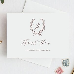 Monogram Thank You Card Template Folded Thank You Card 5x3.5 Instant ...