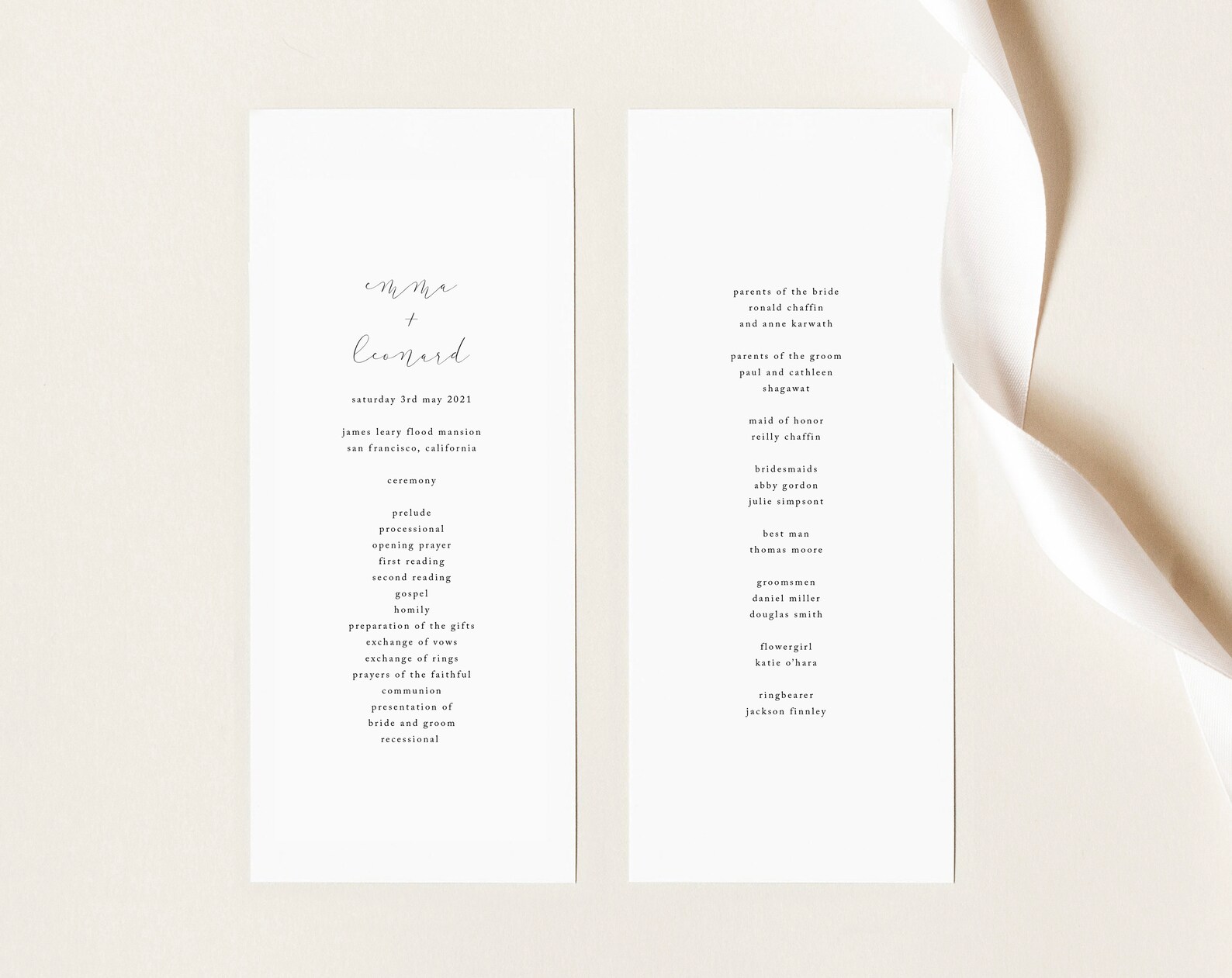 Minimalist Wedding Program Template Modern Ceremony Program | Etsy