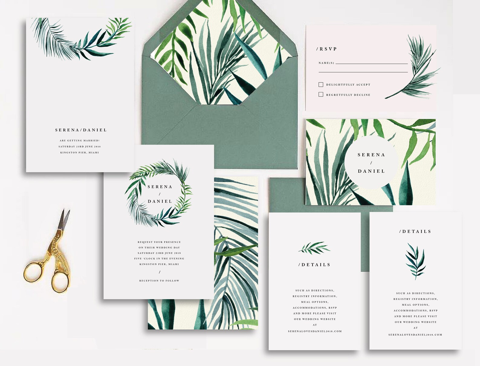 PALM LEAVES Printable Invitation Tropical Wedding Invite - Etsy