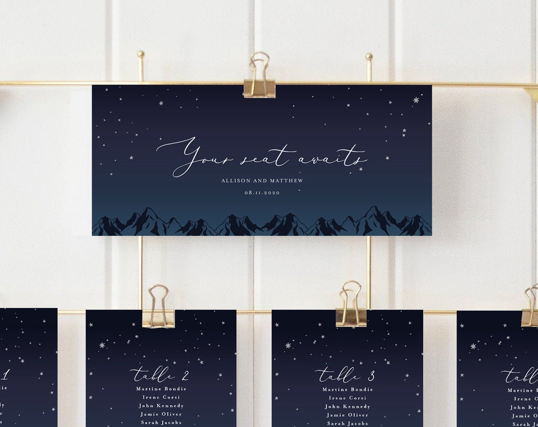 Starry Night Wedding Seating Chart, Wedding Seating Chart, Guest List ...