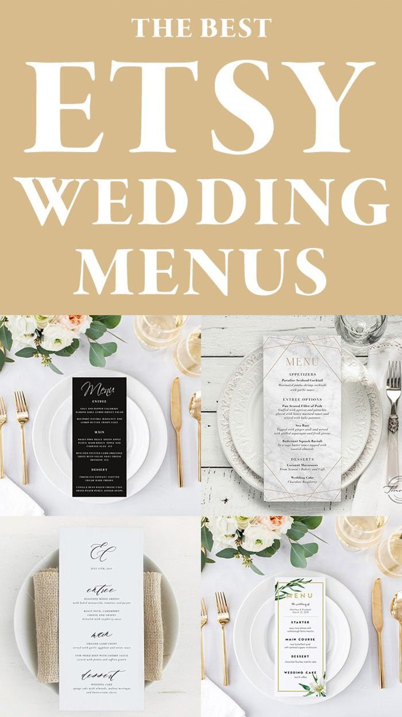 SIMPLE Menu Template Romantic Wedding Menu Template Instant | Etsy