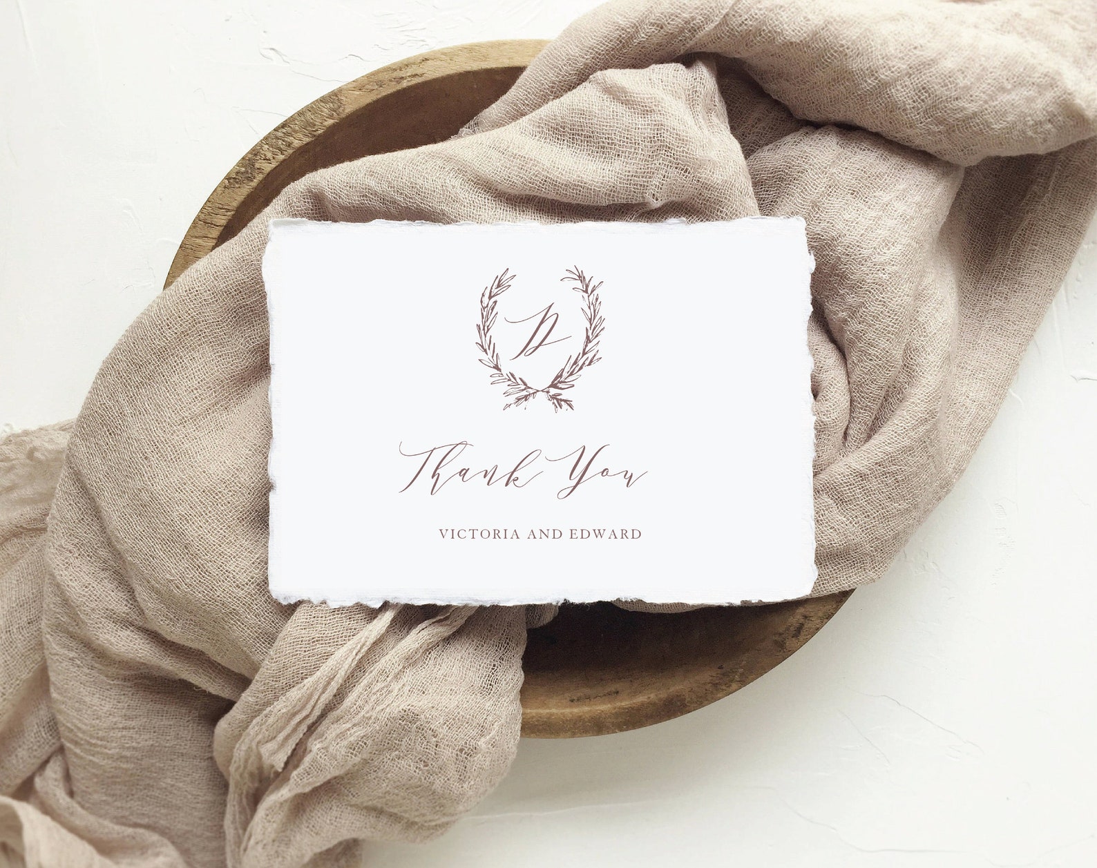 Monogram Thank You Card Template Folded Thank You Card 5x3.5 | Etsy