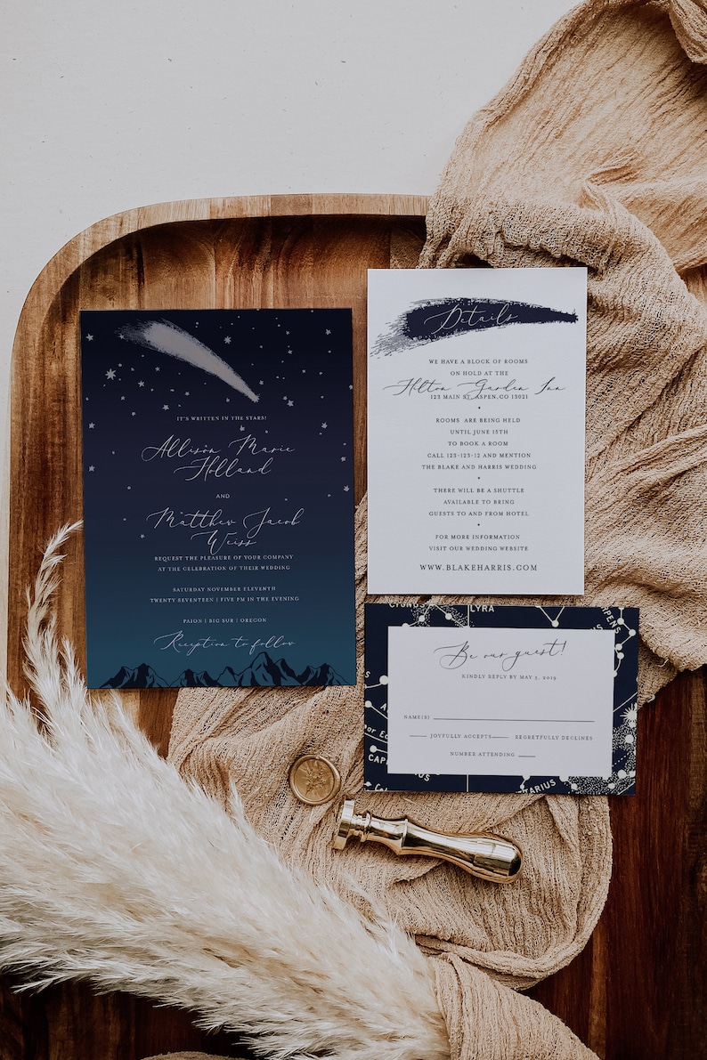 Starry Night Printable Invitation Template Constellation - Etsy