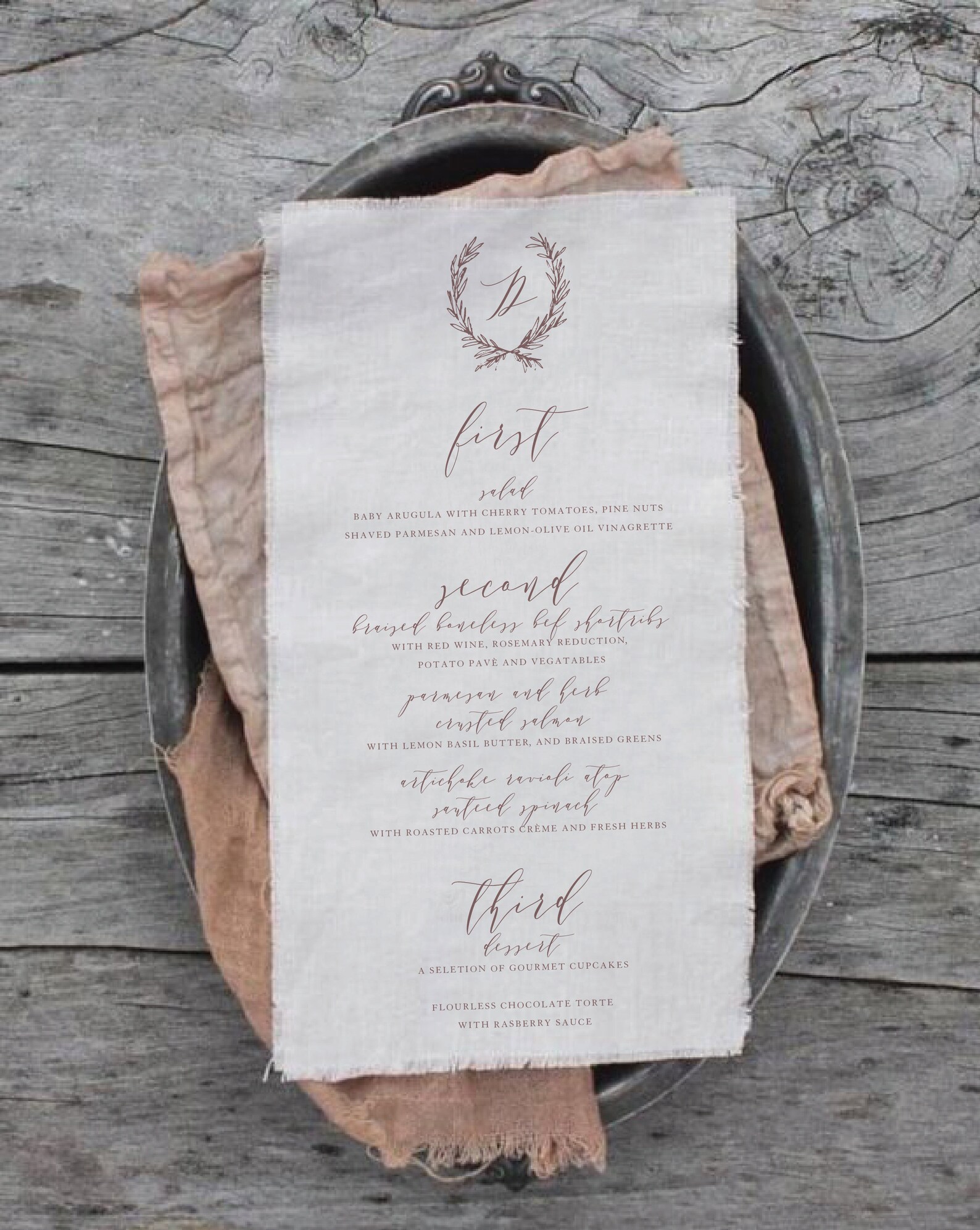 Printable Wedding Menu Template DIY Wedding Menu Wreath | Etsy