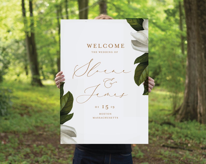 Magnolia Welcome Sign Template, Wedding or Bridal Shower Welcome Sign ...
