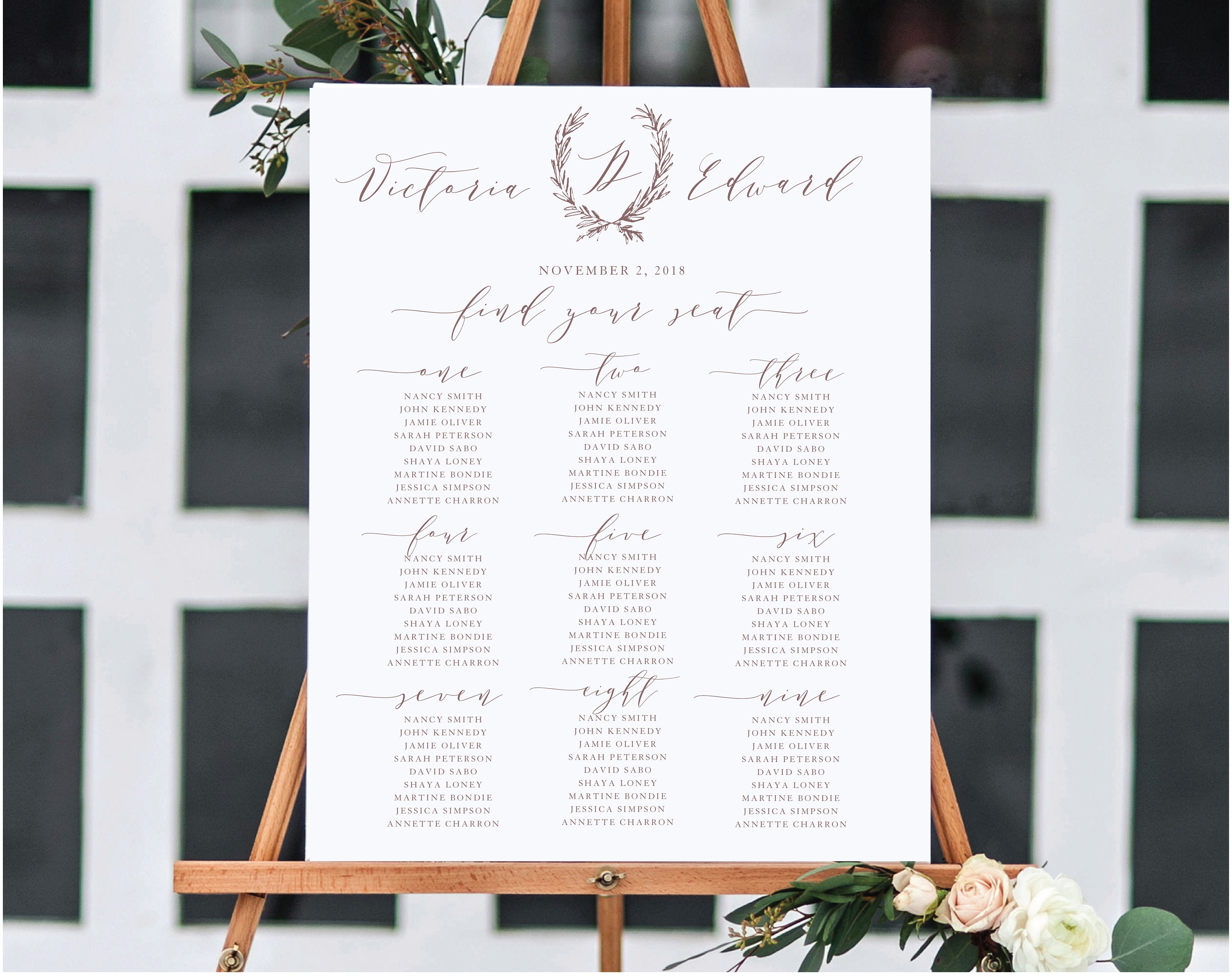 Monogram Seating Plan Personalized Seating Template Editable | Etsy