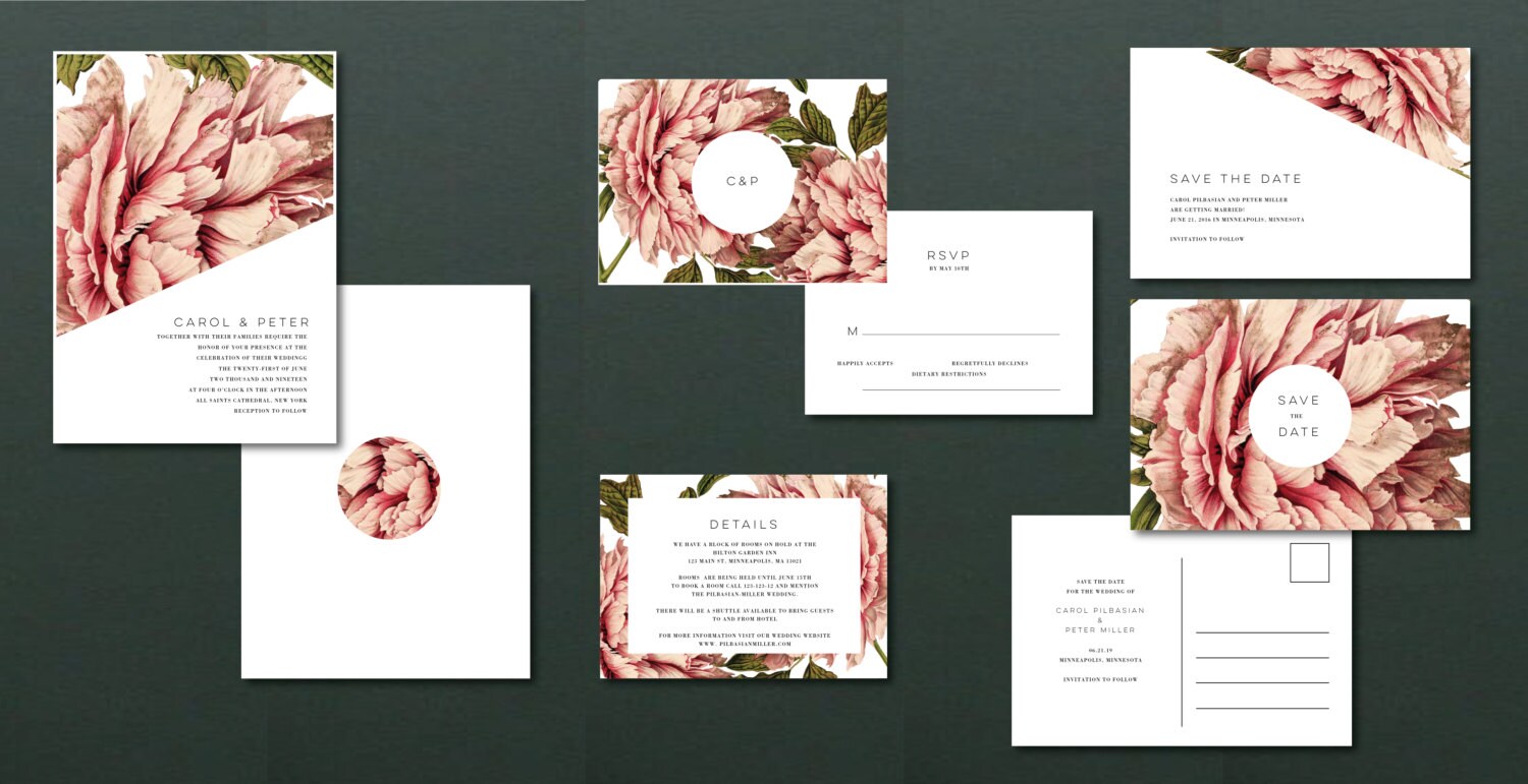 BOHEMIAN Wedding Invitation Set Vintage Flowers Printable | Etsy