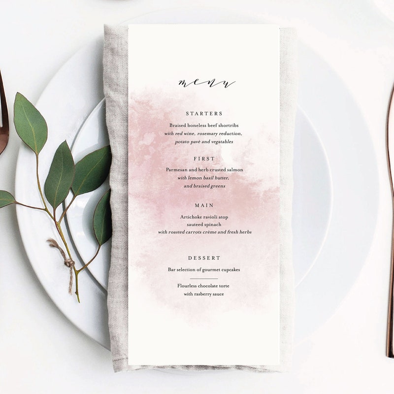 Watercolor Wedding Menu - Etsy
