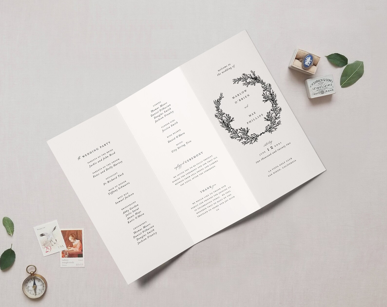 Tri-fold Wedding Program Template Trifold Program Catholic | Etsy