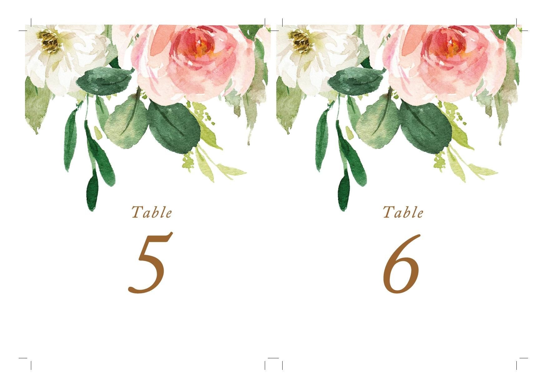 Instant download Table Number Printable Table Number Blush | Etsy