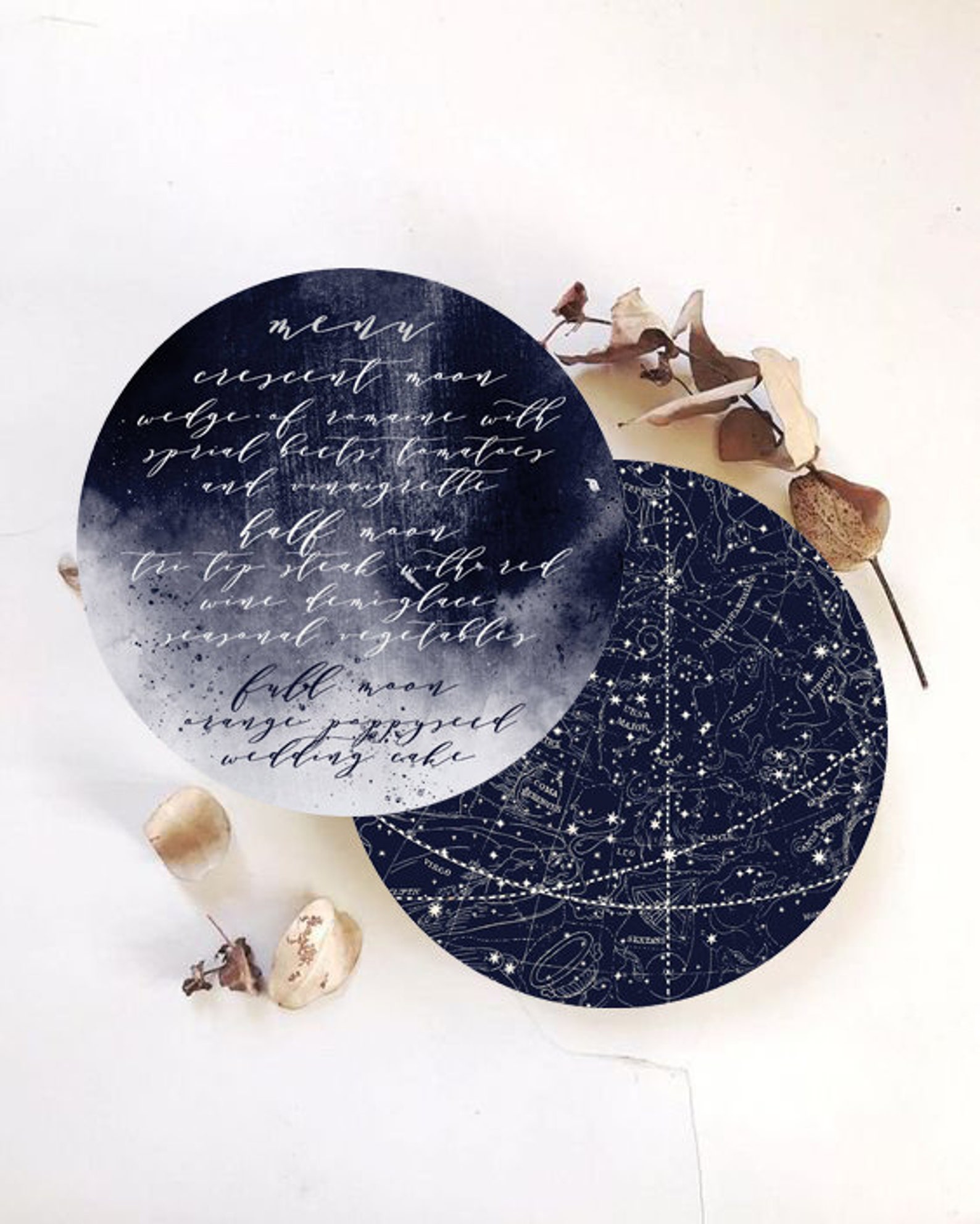 Starry Night Celestial Stars Wedding Menu Template Navy Blue - Etsy