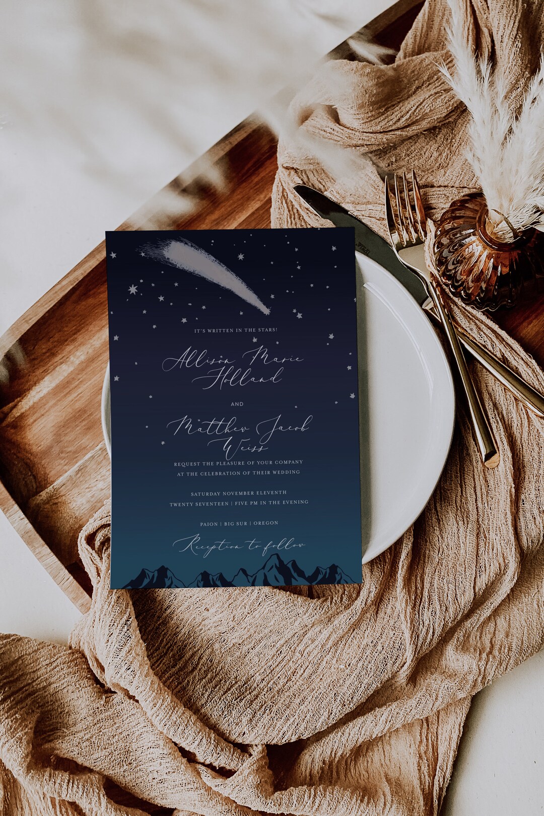 Starry Night Printable Invitation Template Constellation Wedding Invite ...