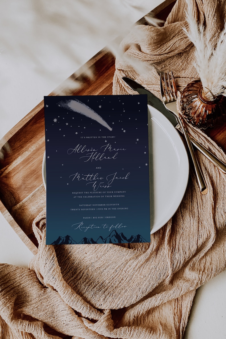 Starry Night Printable Invitation Template Constellation - Etsy