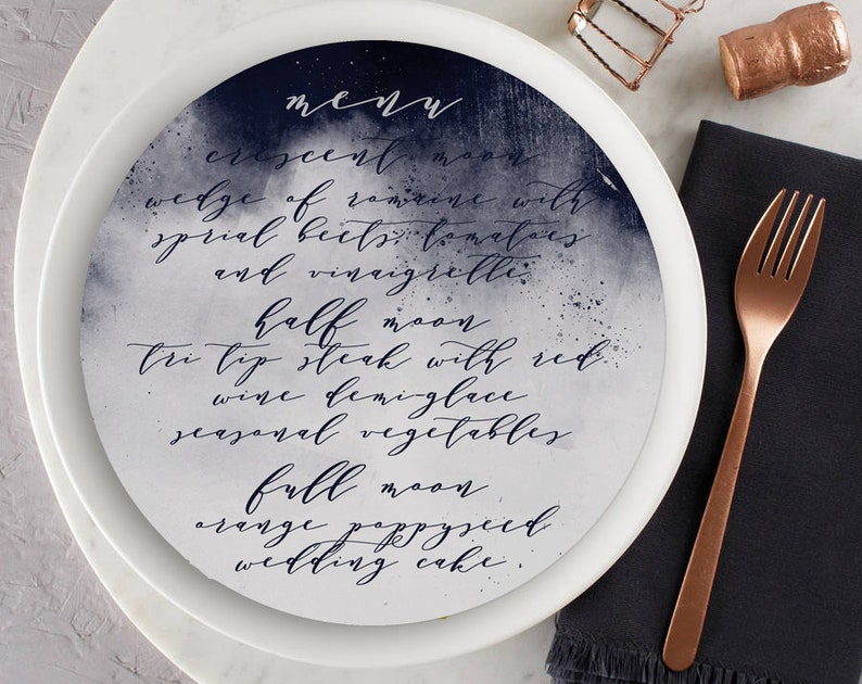 Constellation Wedding Menu, Navy Blue Star Celestial Menu Cards, Starry ...