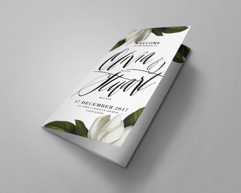 Magnolia Tri Fold Wedding Program Tri Fold Program Catholic - Etsy