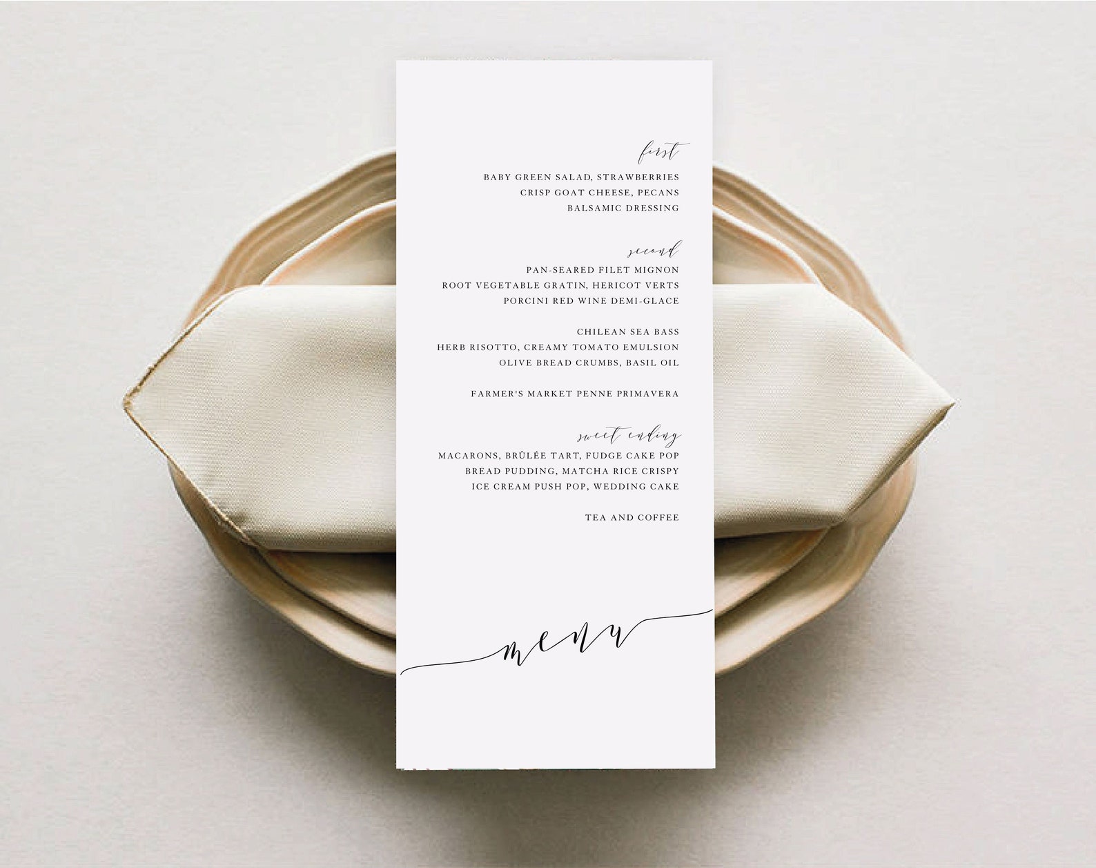 Modern Script Wedding Menu Template Elegant Font Menu Card - Etsy