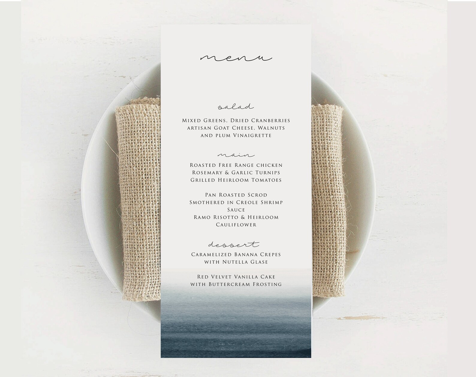 Blue Watercolor Printable Menu Printable Menu Cards Menu | Etsy