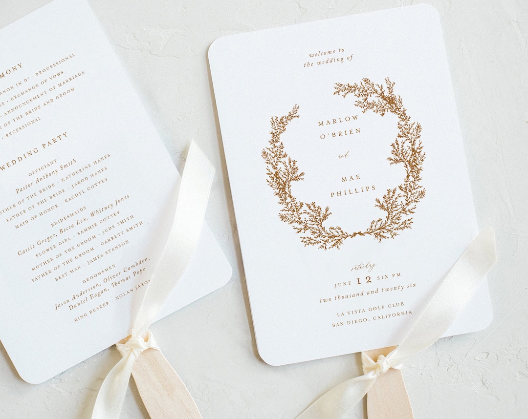 Wedding Fan Program Template, Printable Wedding Program, Printable ...