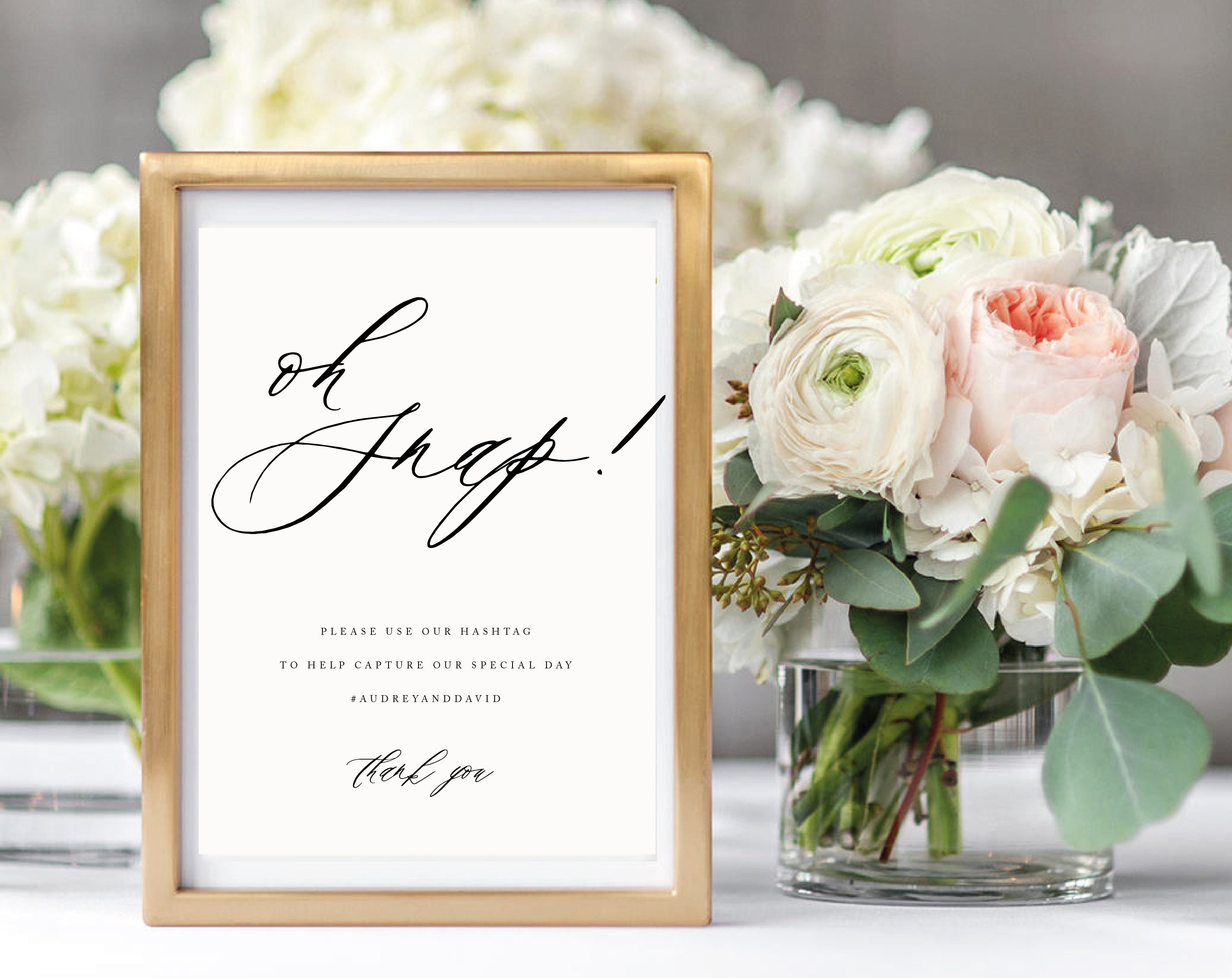 Wedding Hashtag Sign Oh Snap Wedding Sign Minimalist Oh Snap | Etsy