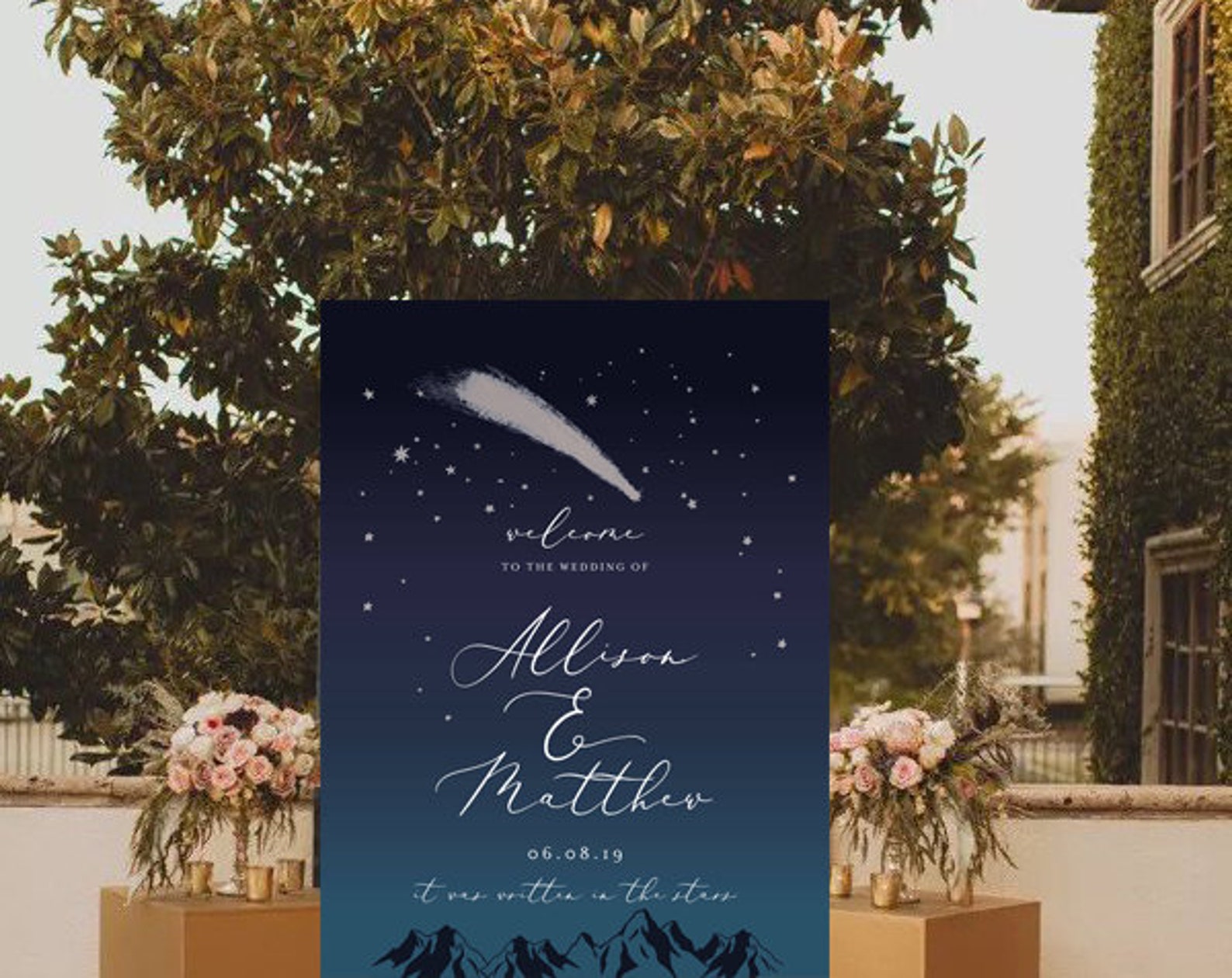 Starry Night Welcome Sign Template Instant Download DIY 100% - Etsy