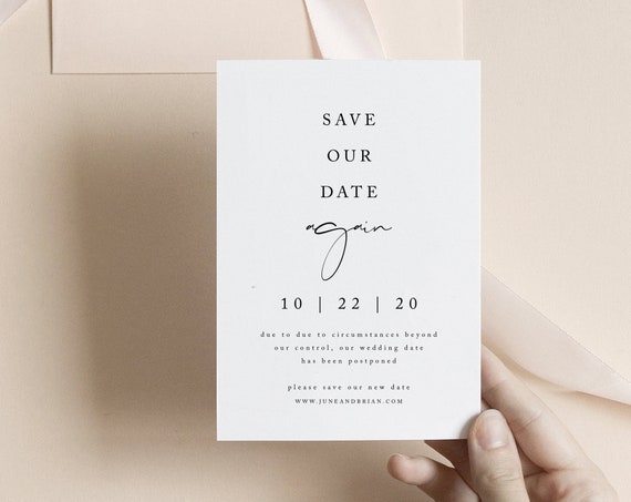 Save the Date Again Template Save the NEW Date Change the - Etsy