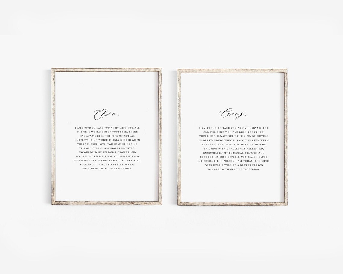 Printable Wedding Vows Template Download Simple Vows - Etsy