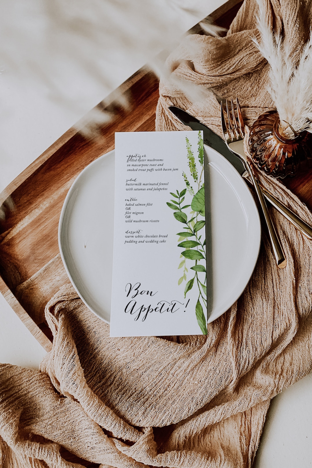 Editable Greenery Menu Template, Printable, Menu Template, Wedding Menu ...