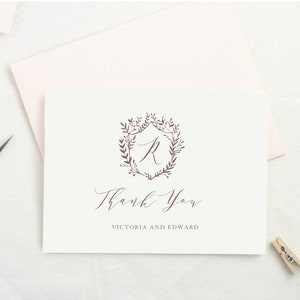 Monogram Thank You Card Template Folded Thank You Card 5x3.5 Instant ...