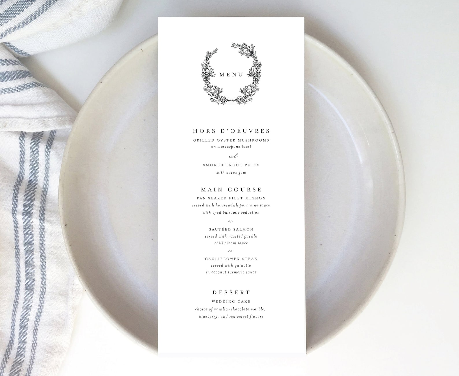 Printable Wedding Menu Template Rustic Wedding Menu Classic - Etsy