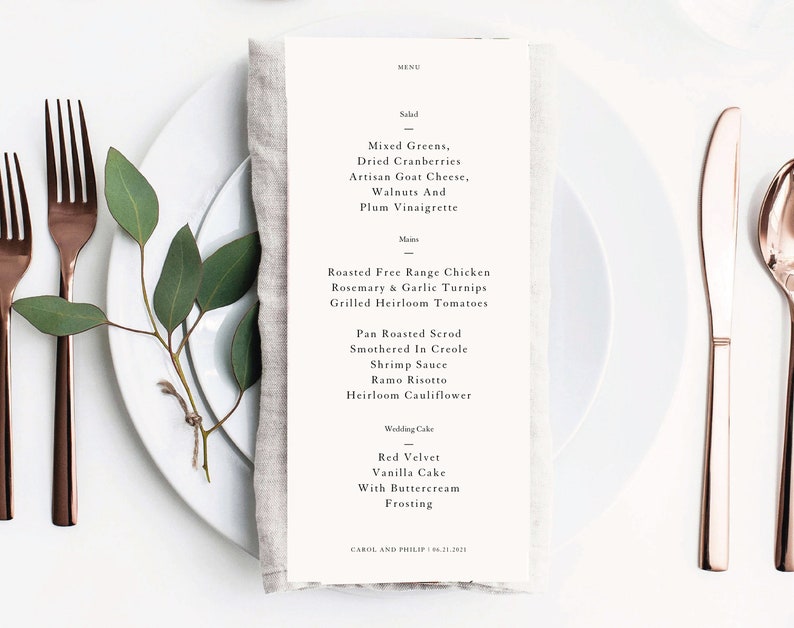 Minimal Wedding Menu Template Minimalist Wedding Menu Modern - Etsy