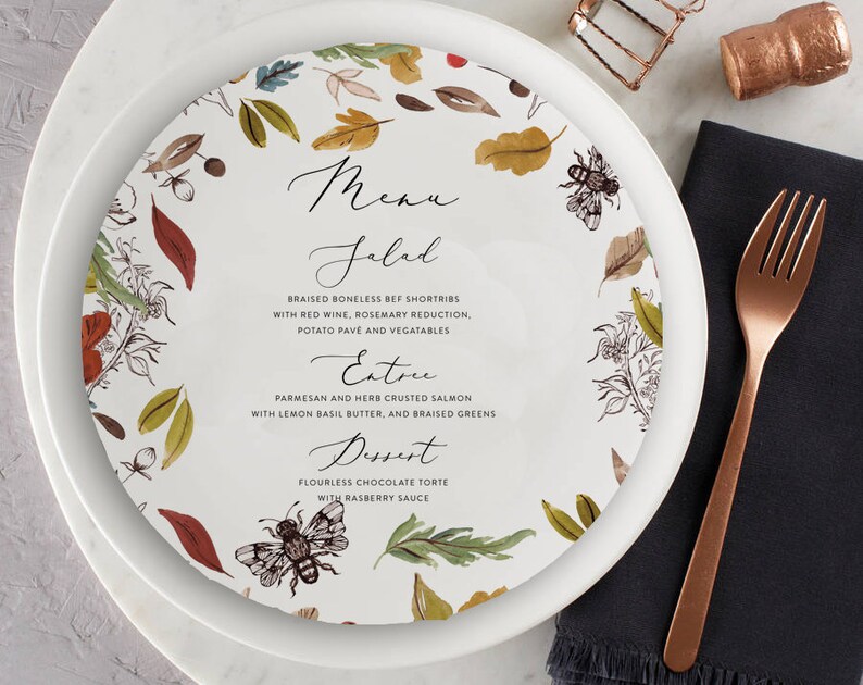 Round Menu Template Wedding Circle Menu Round Wedding Dinner | Etsy