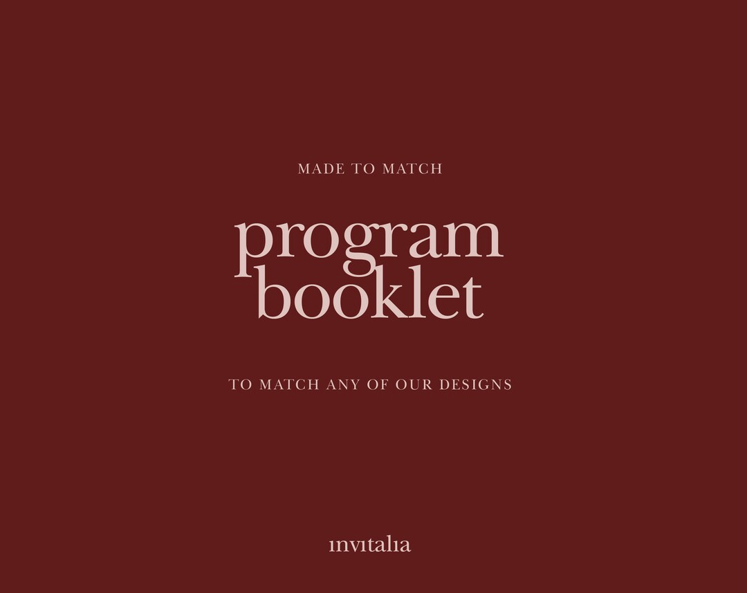Printable Program Booklet, Made to Match Program Booklet, Choose Any of ...