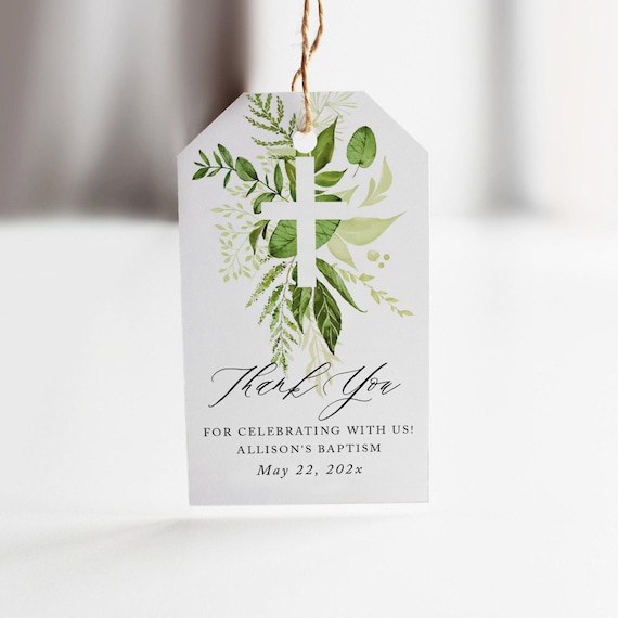 Baptism Thank You Tag Template Instant Download 100% | Etsy