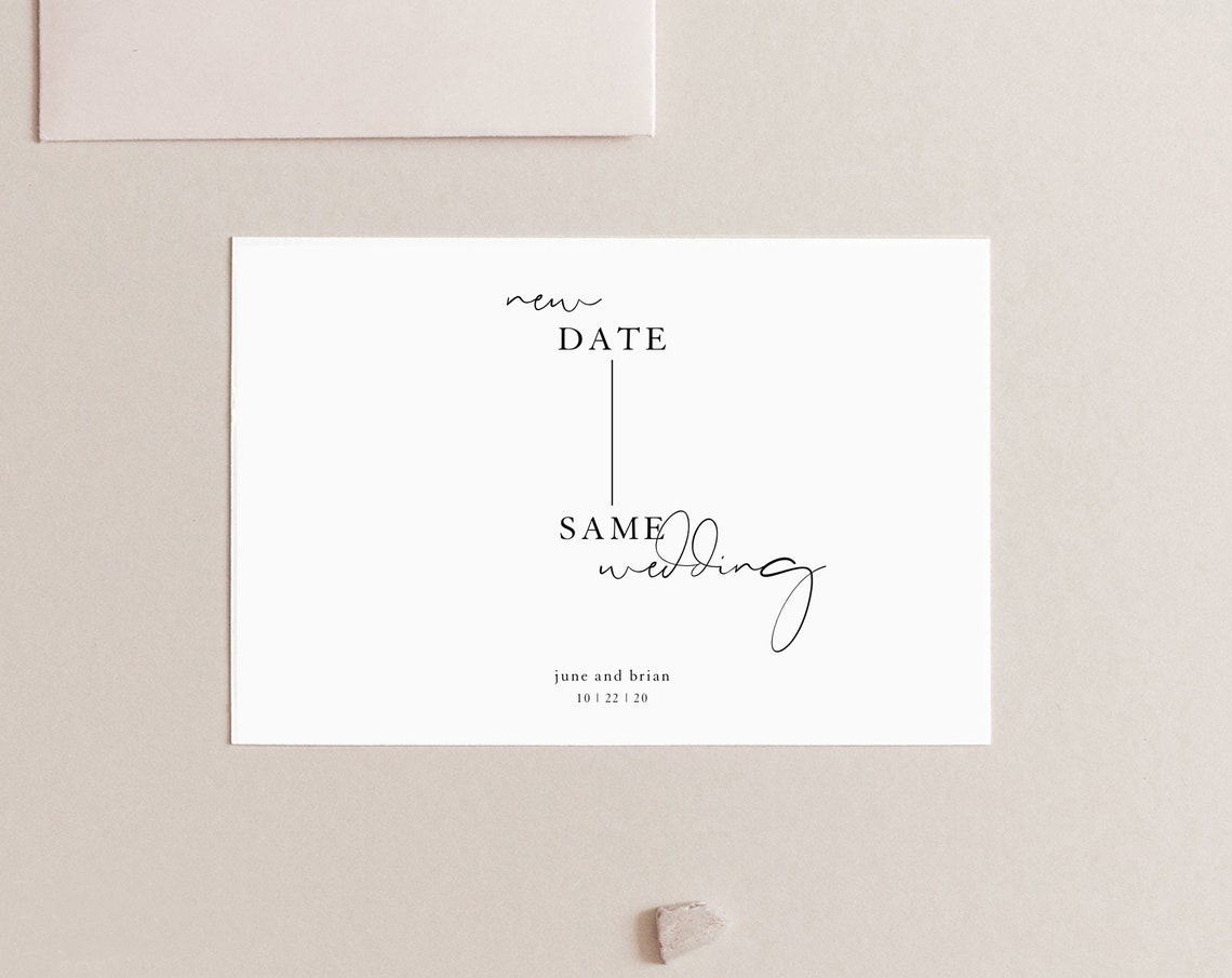Minimalist New Date Announcement Template New Date Wedding | Etsy