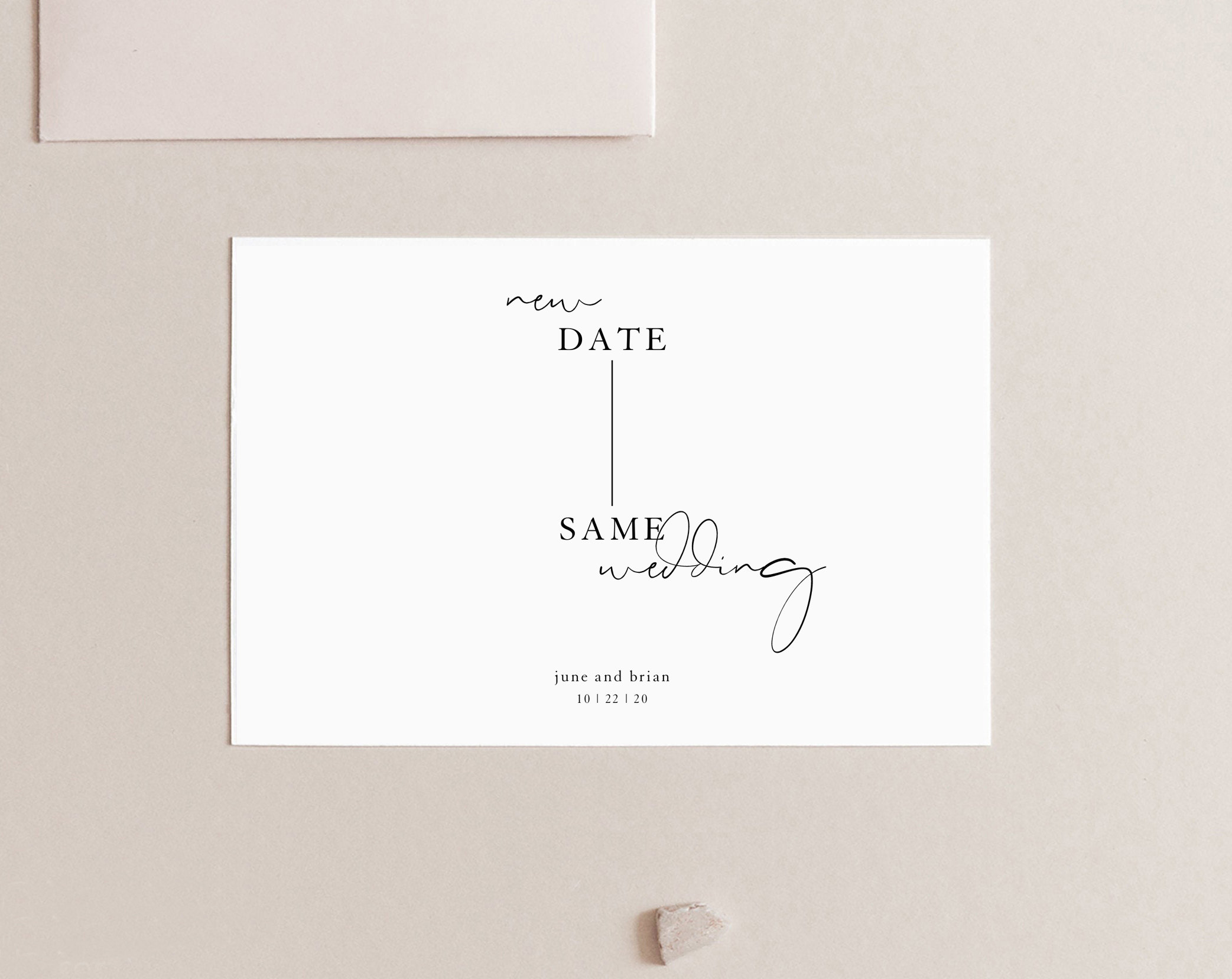 Minimalist New Date Announcement Template New Date Wedding | Etsy