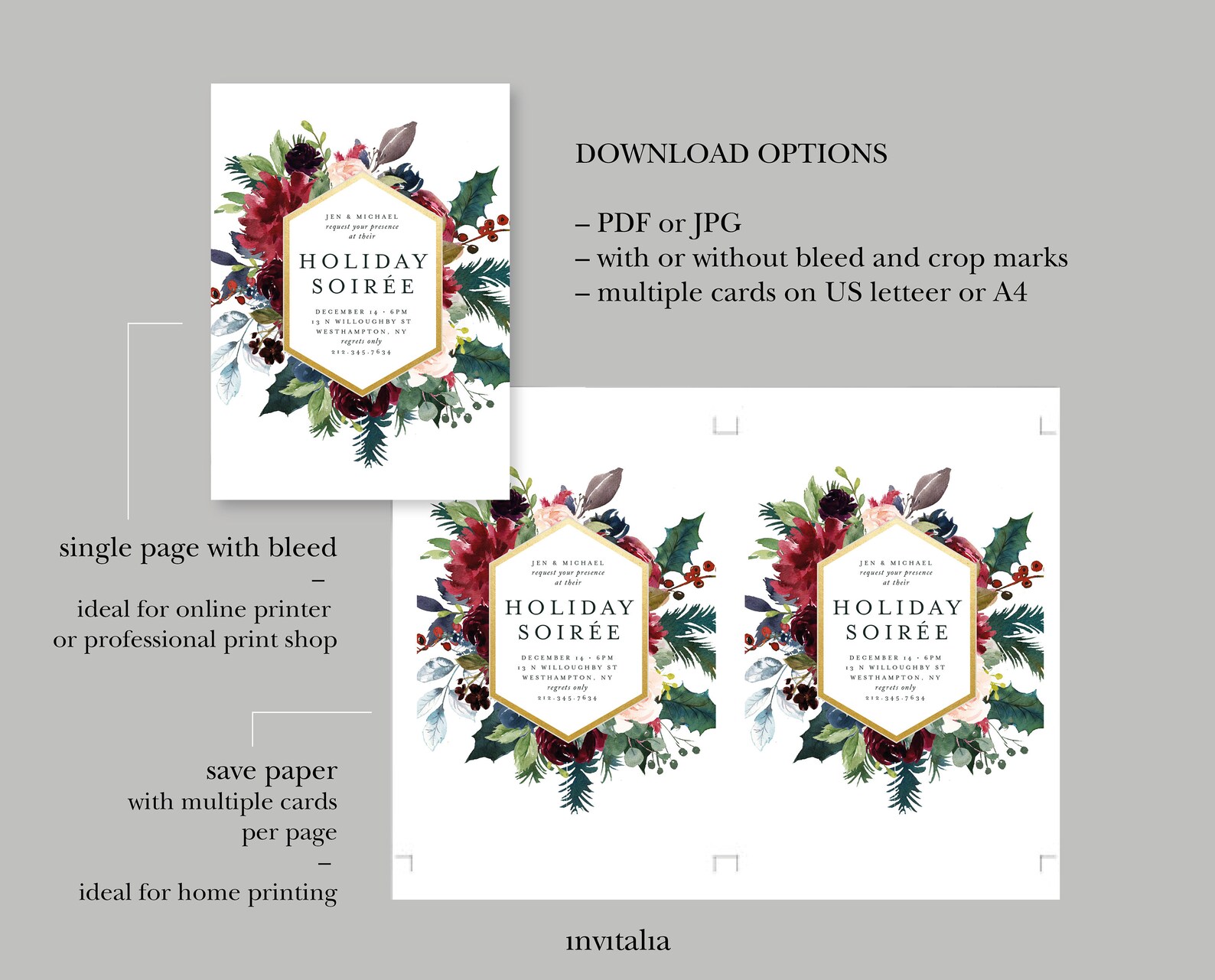 Holiday Party Soiree Invitation Editable Template Instant | Etsy