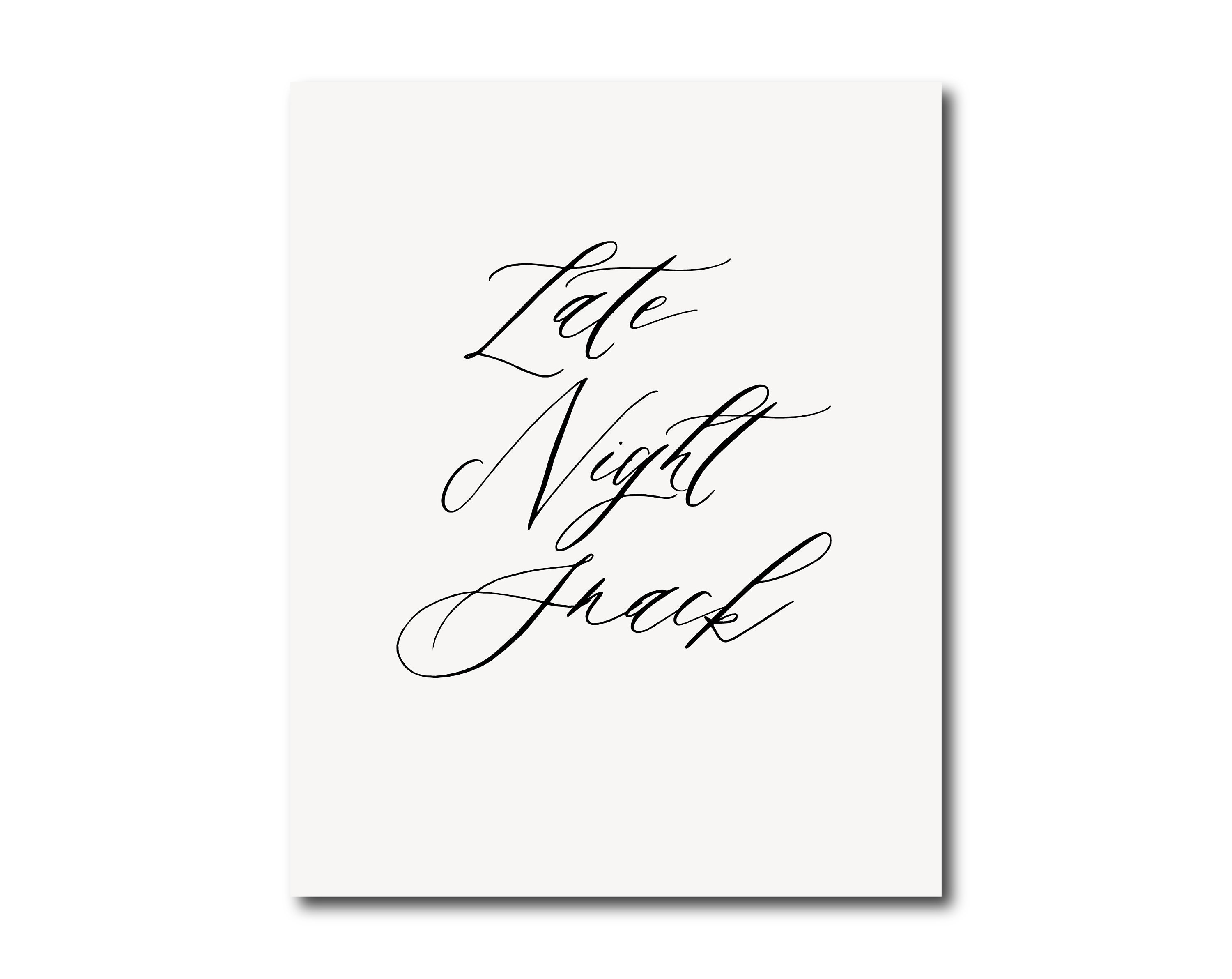 Late Night Snacks Printable Wedding Party Sign Calligraphy | Etsy