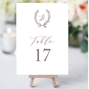 Table Number Template, 4x6, Instant Download Printable, Glam Monogram ...