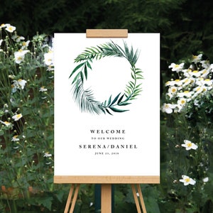 Tropical Wedding Welcome Sign Template, Palm Leaf Wedding Welcome Sign ...
