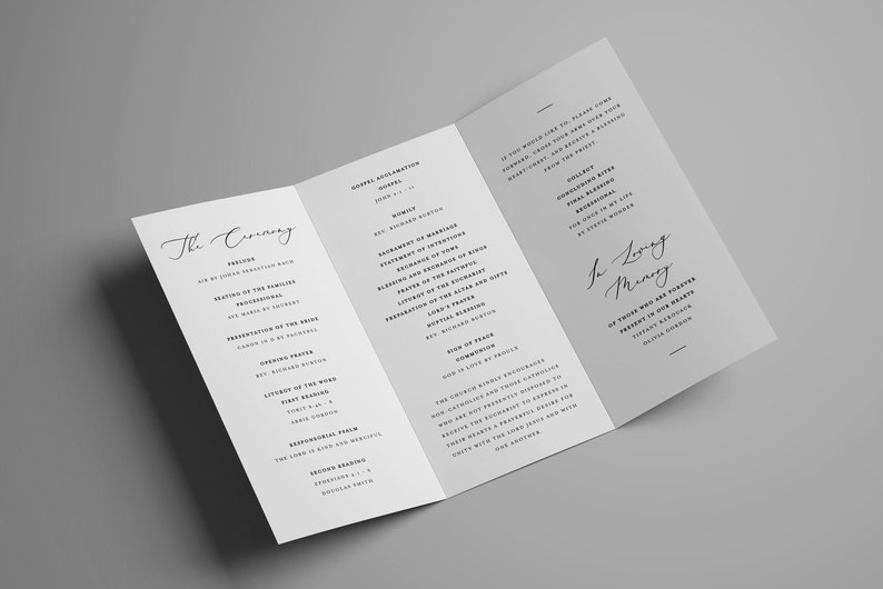Tri Fold Wedding Program Template Tri Fold Program-catholic - Etsy