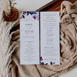 Purple Wedding Program Template Printable Ceremony Instant Download ...