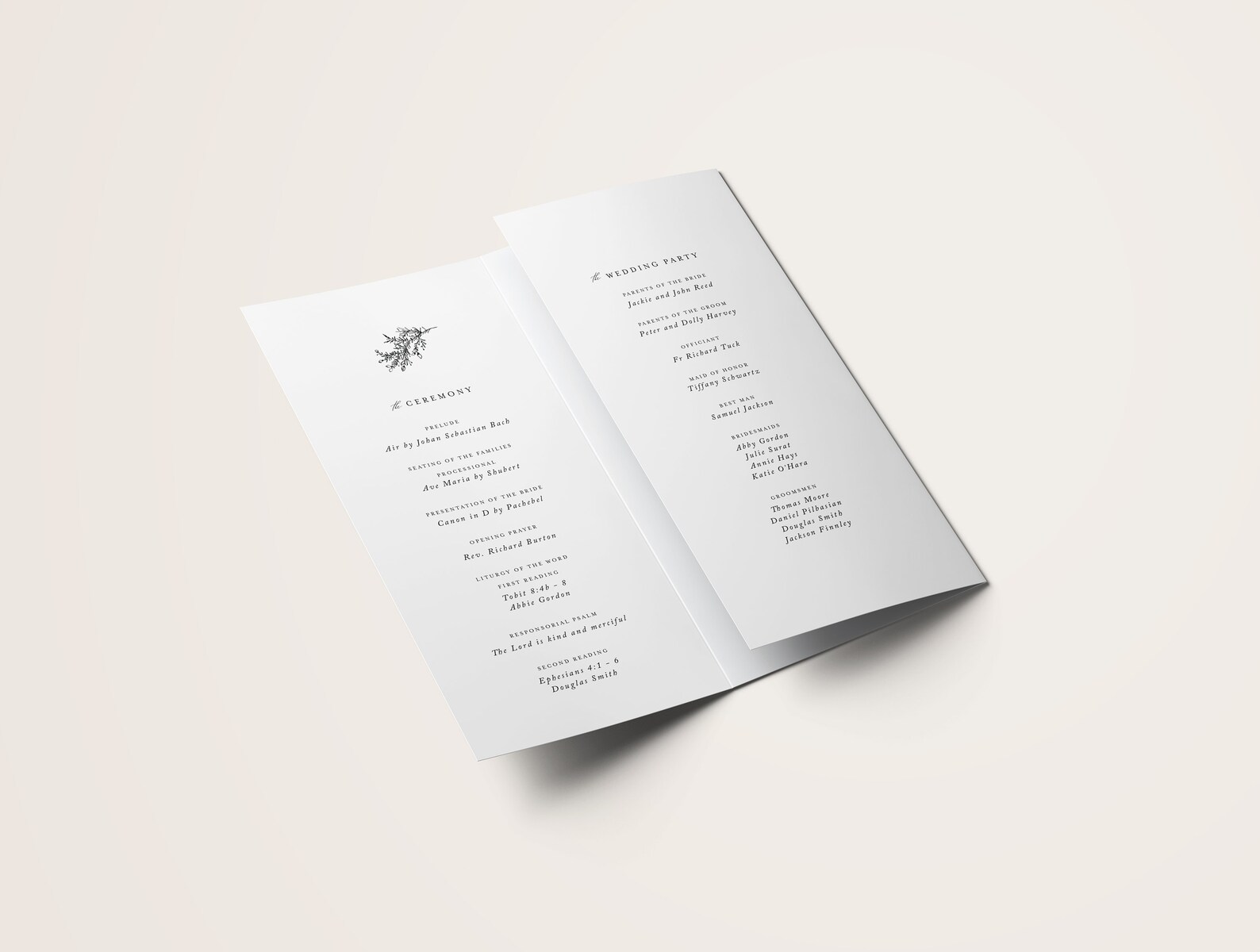 Tri-fold Wedding Program Template Trifold Program Catholic | Etsy