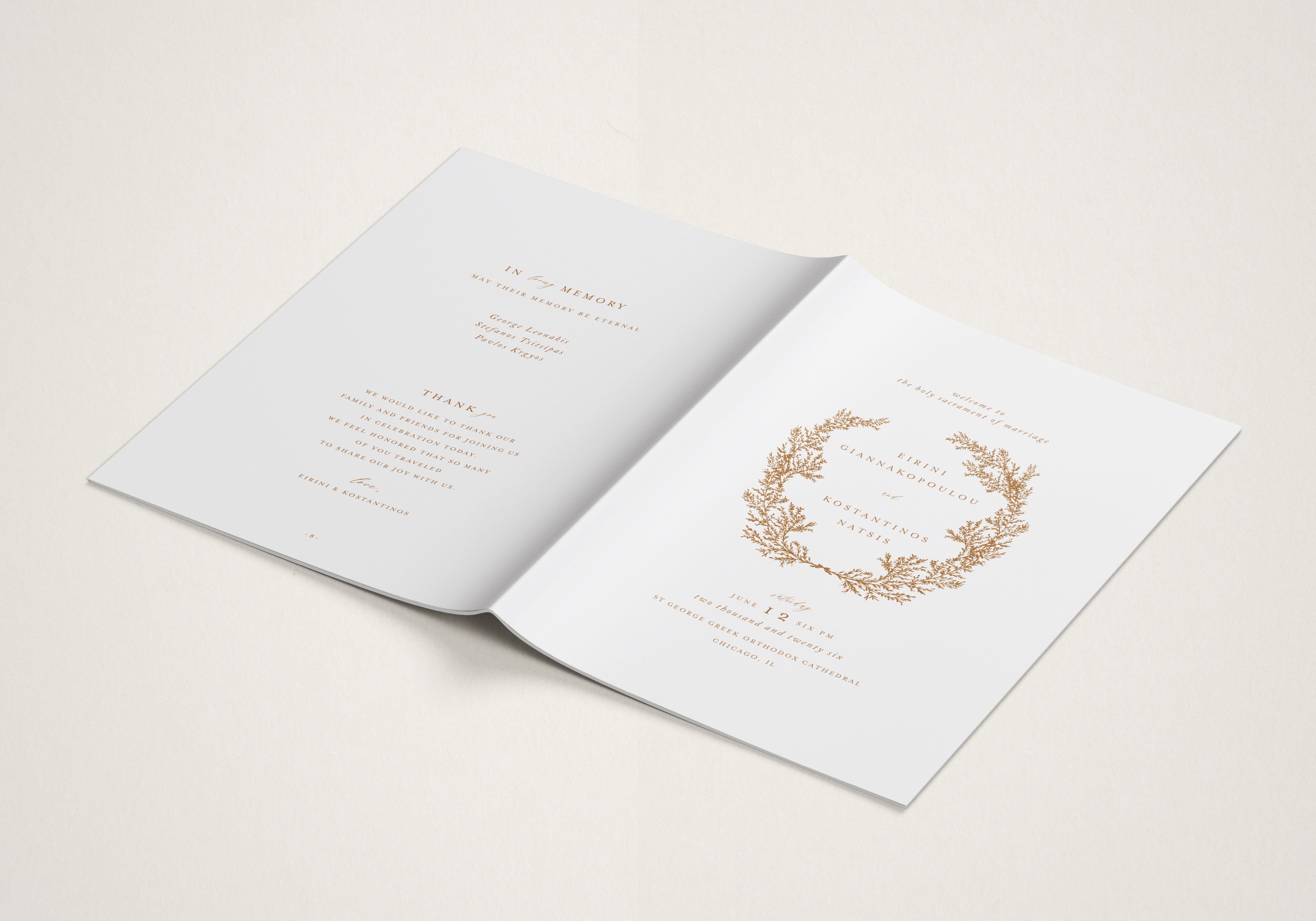 Classic Greek Orthodox Wedding Program Template, Customize, Download ...