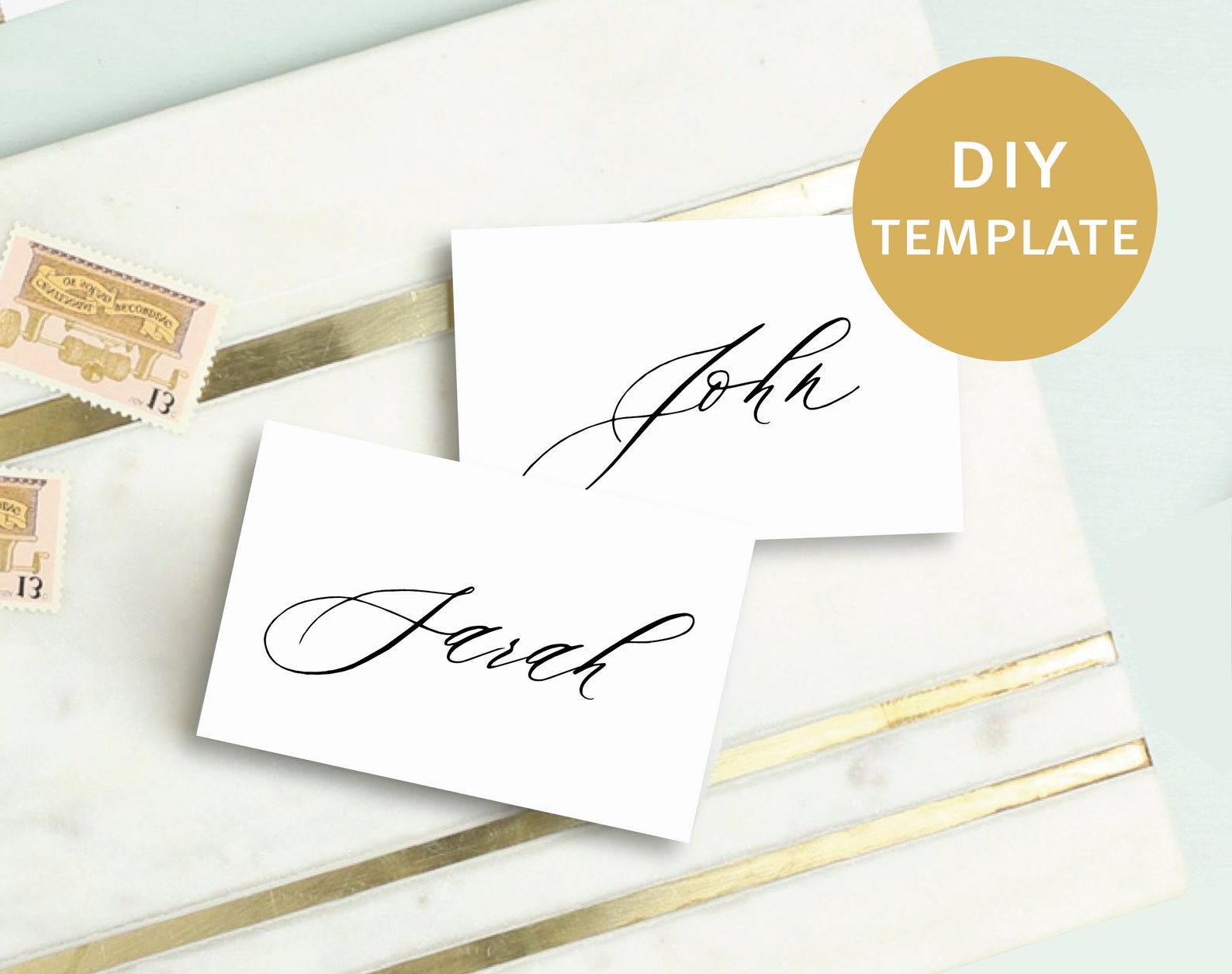 Wedding Name Cards Template, Editable Wedding Place Cards, Calligraphy ...
