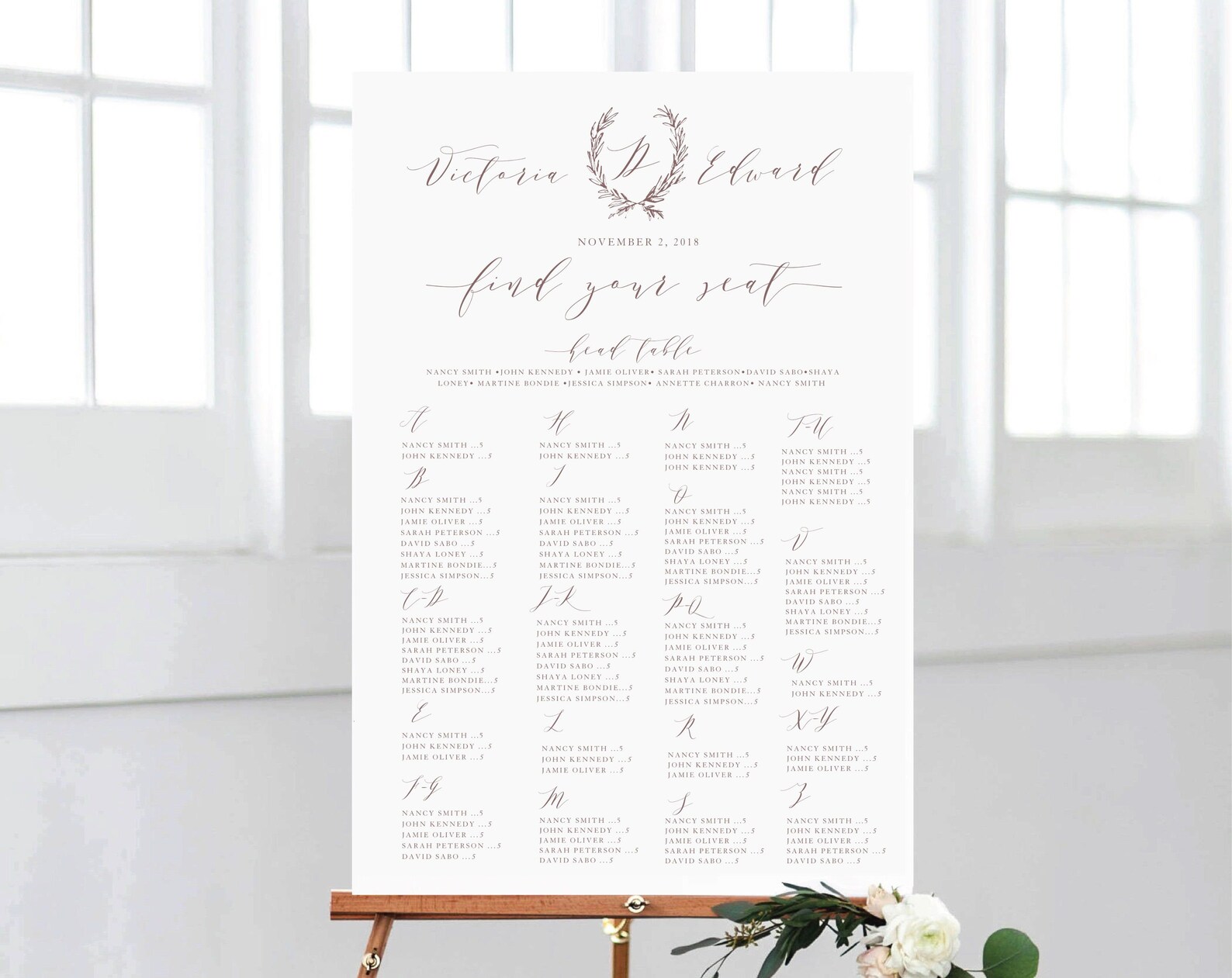 Alphabetical Seating Chart Posters Alphabetical Seating Chart - Etsy