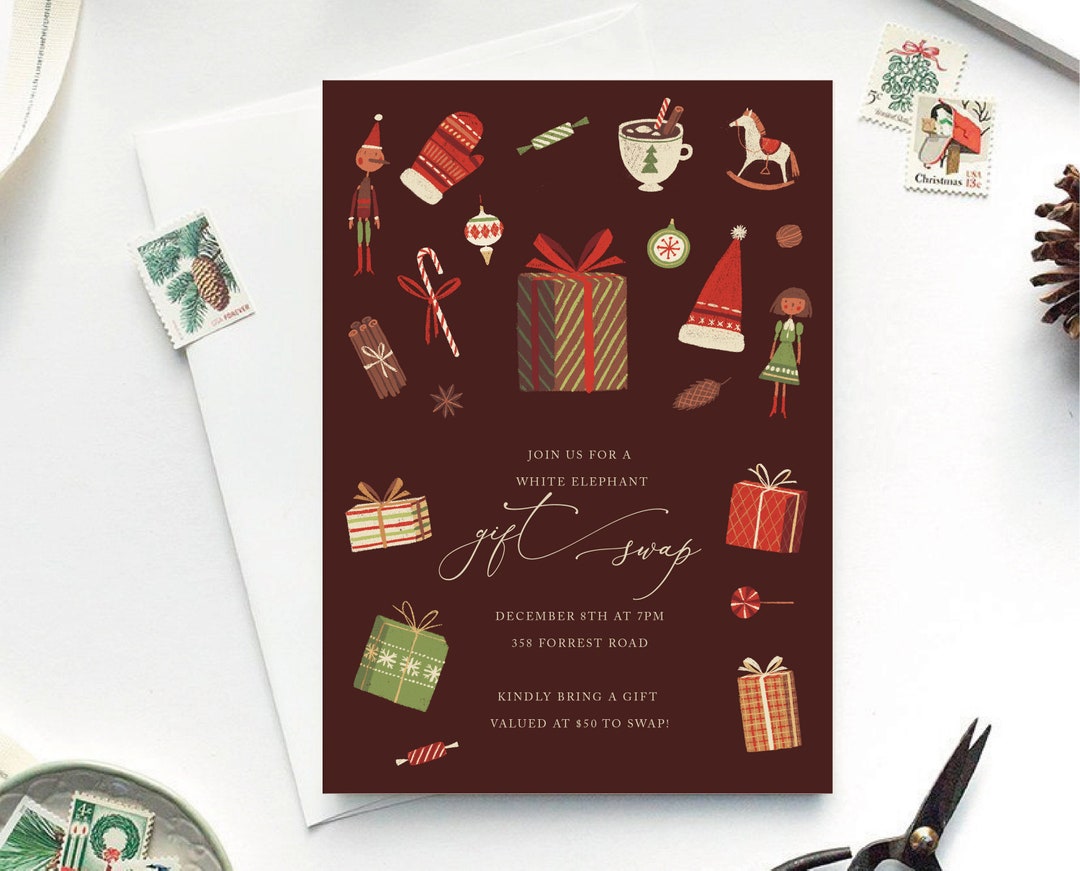 Secret Santa Gift Exchange Invitation, Editable Christmas Party ...