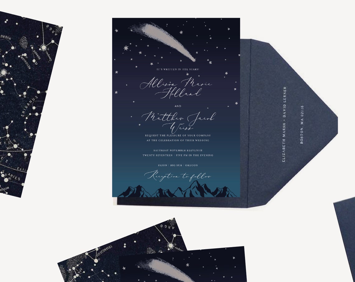 Starry night printable invitation template Constellation | Etsy