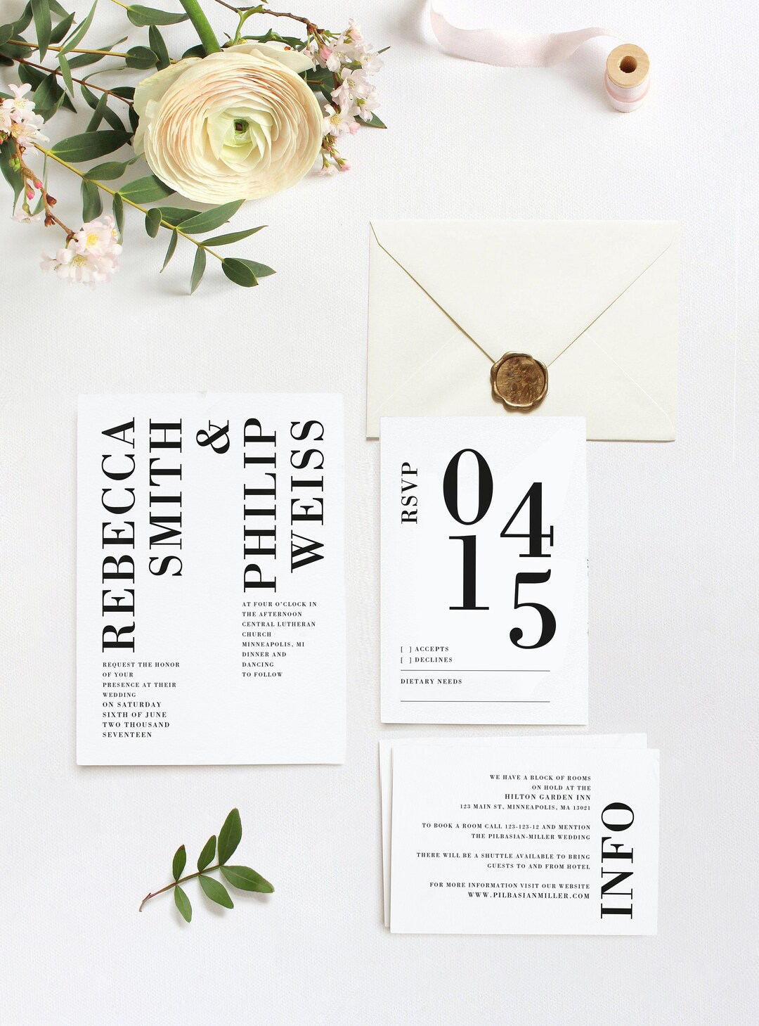 Classic Minimalist Wedding Invitation, Modern Simple Wedding Invitation ...